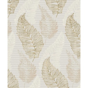 Advantage Rosemary Khaki Leaf Paper Strippable Roll (Covers 57.8 sq. ft ...