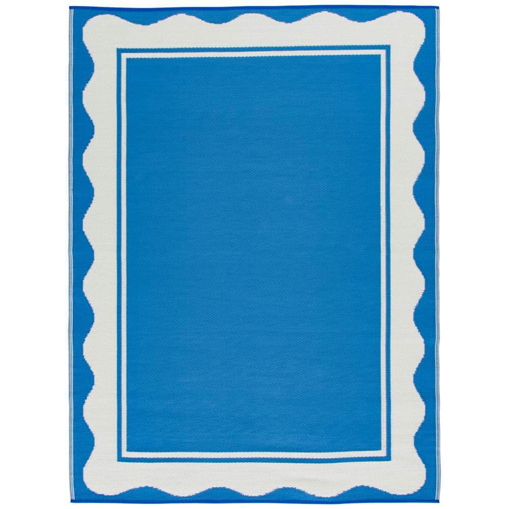Blue Wave Border 6 ft. x 8 ft. Indoor/Outdoor Area Rug PLV0031.69HD ...