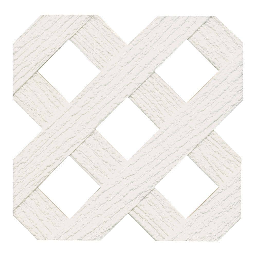 Veranda Lattice White Vinyl Privacy Diamond (Common: 5/32 in. x 4 ft. x ...