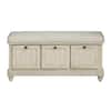 Lazzara Lorain Beige Fabric/Distressed White Wood Finish Lift Top ...
