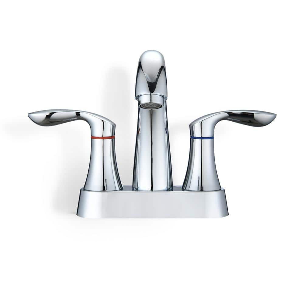 PROOX 4 in. Centerset Double Handle High Arc Bathroom Faucet with Drain ...