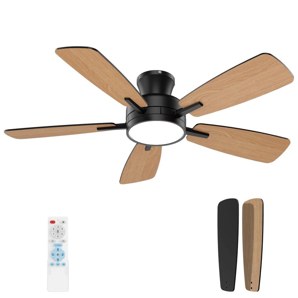 QRMOK T5 46 in.Indoor Black Ceiling Fan with Dimmable 3-CCT Light and ...