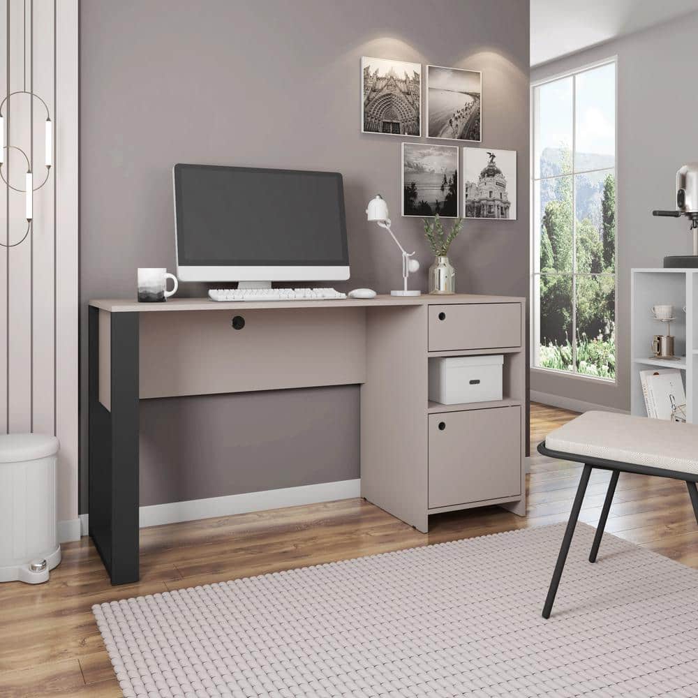 TECHNI MOBILI 18 in. Rectangular Grey Industrial Writing Desk with ...