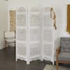Litton Lane 6 ft. White 3 Panel Floral Hinged Foldable Partition Room ...