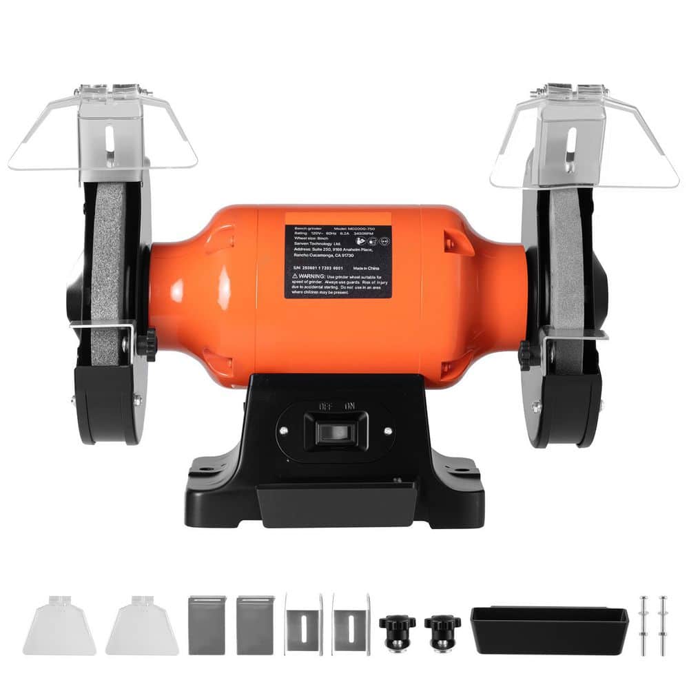 SKYSHALO Bench Grinder, 8 in. Single Speed Bench Grinder, 3450RPM High ...