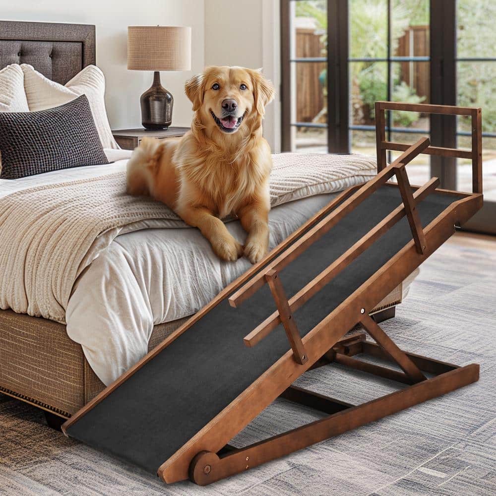 BOZTIY Dog Ramp with Side Rail and Rubber Mat 5-Level Adjustable ...