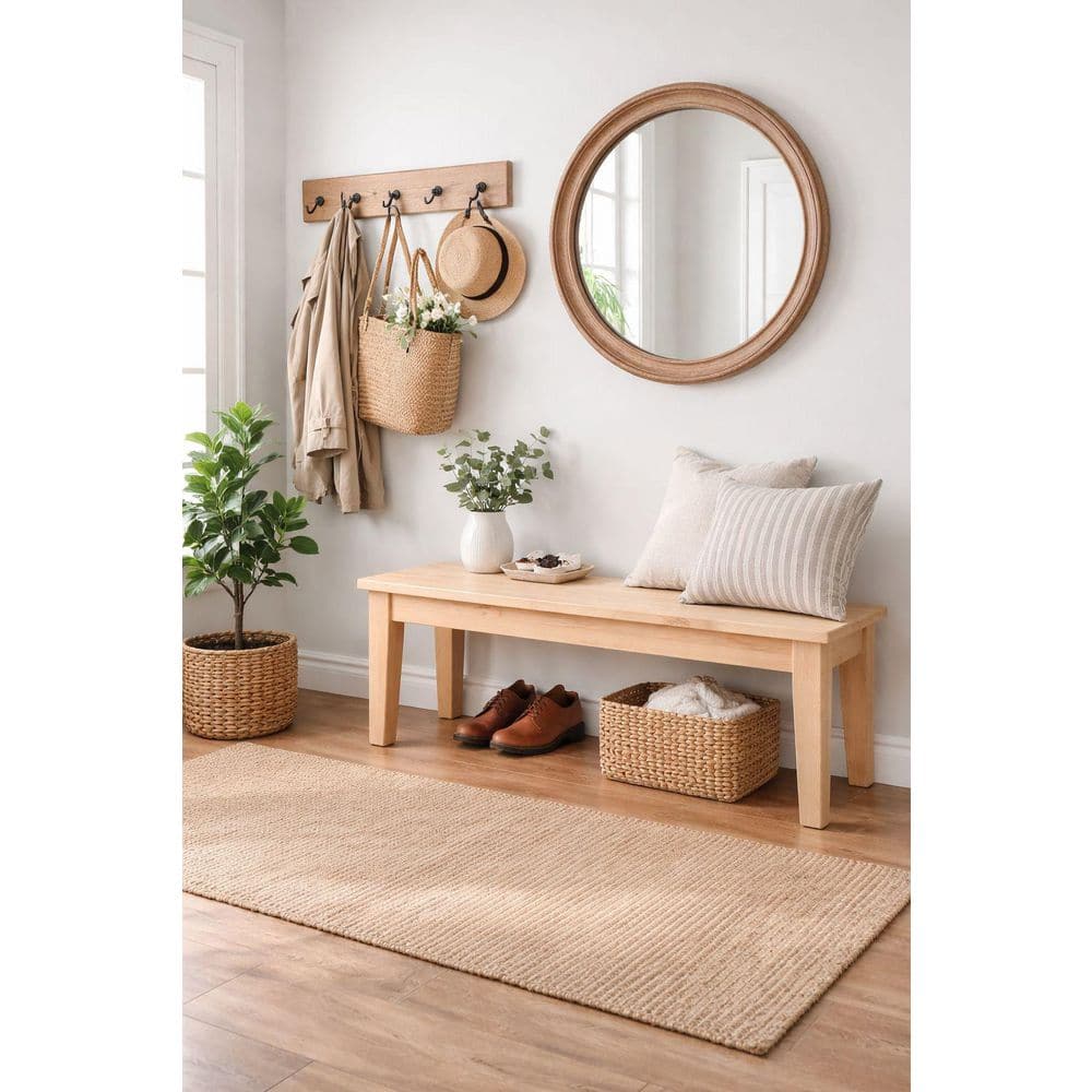 Boraam Shaker Blond Oak Dining Bench Backless 44in. 36218 - The Home Depot
