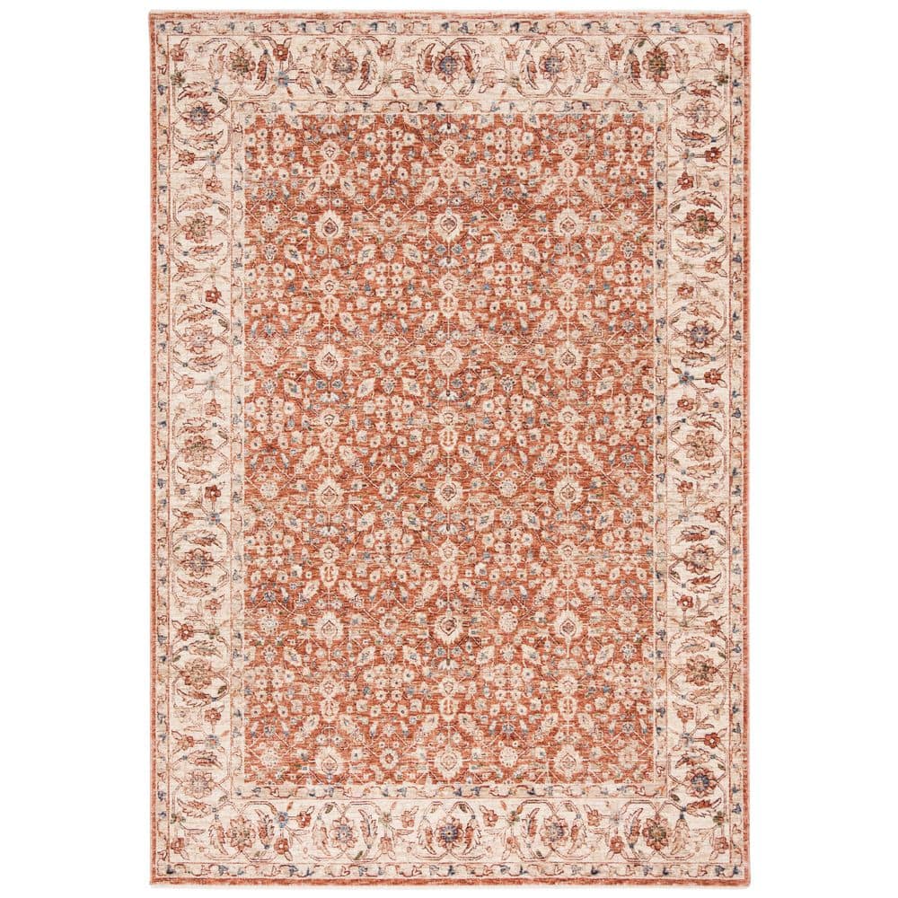 SAFAVIEH Heirloom 4 ft. x 6 ft. Beige/Light Rust Border Distressed ...