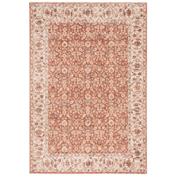 SAFAVIEH Heirloom 4 ft. x 6 ft. Beige/Light Rust Border Distressed ...