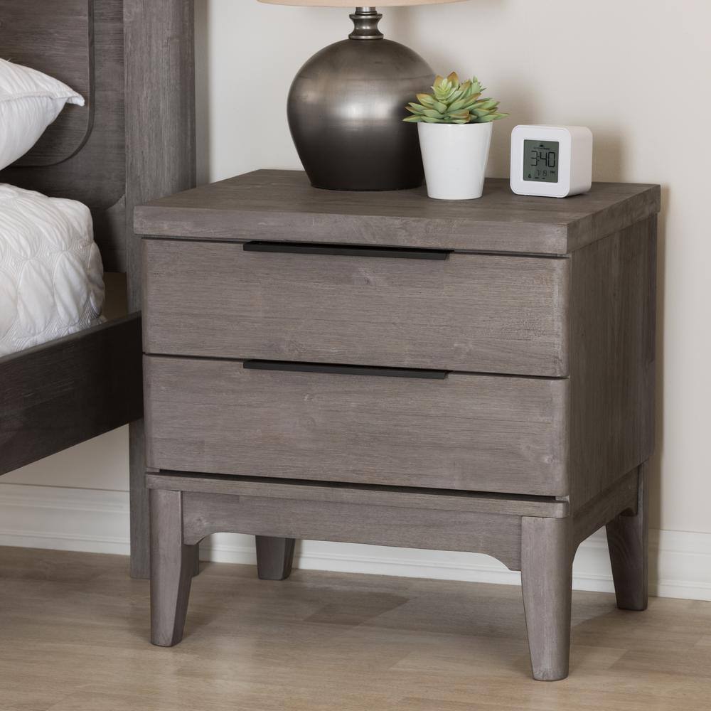 Baxton Studio Nash 2-Drawer Platinum Grey Nightstand 28862-7641-HD ...