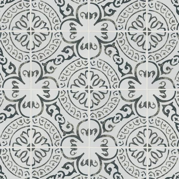 MSI Take Home Tile Sample-Baroque Stamp 4 in. x 4 in. Matte Porcelain ...