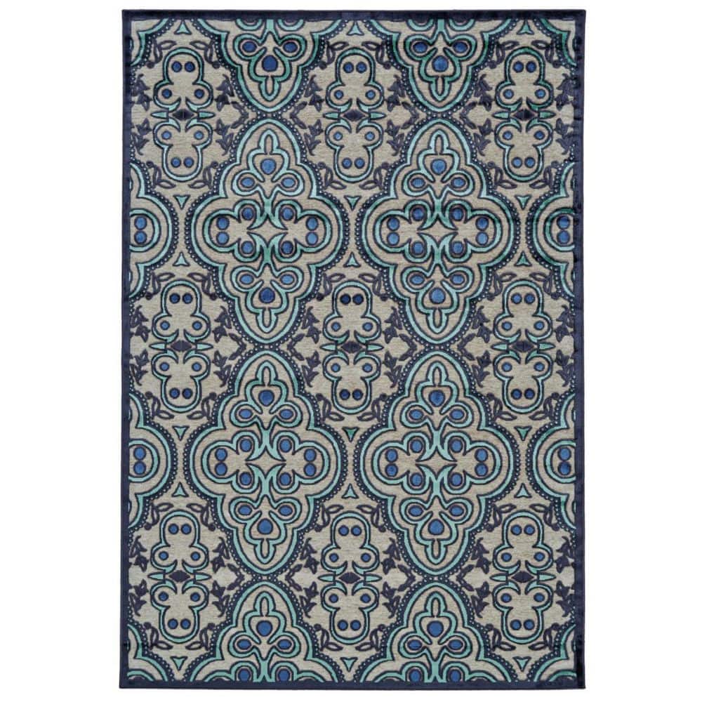 HomeRoots 2 ft. x 4 ft. Tan, Blue, Taupe Abstract Area Rug 2000567926 ...