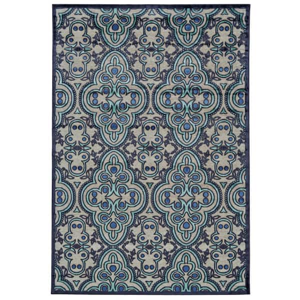 HomeRoots 2 ft. x 4 ft. Tan, Blue, Taupe Abstract Area Rug 2000567926 ...