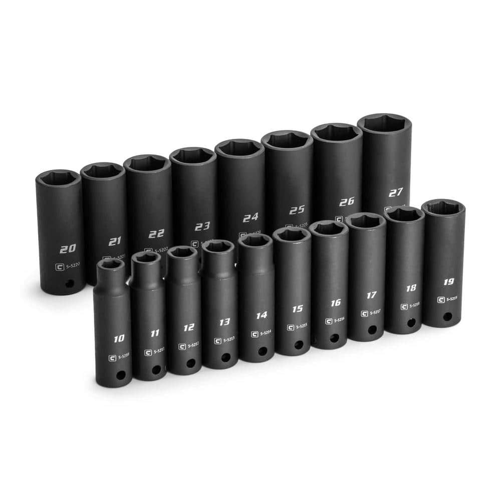 Capri Tools 1/2 in. Drive Metric 6-Point Deep Impact Socket Set (18 ...
