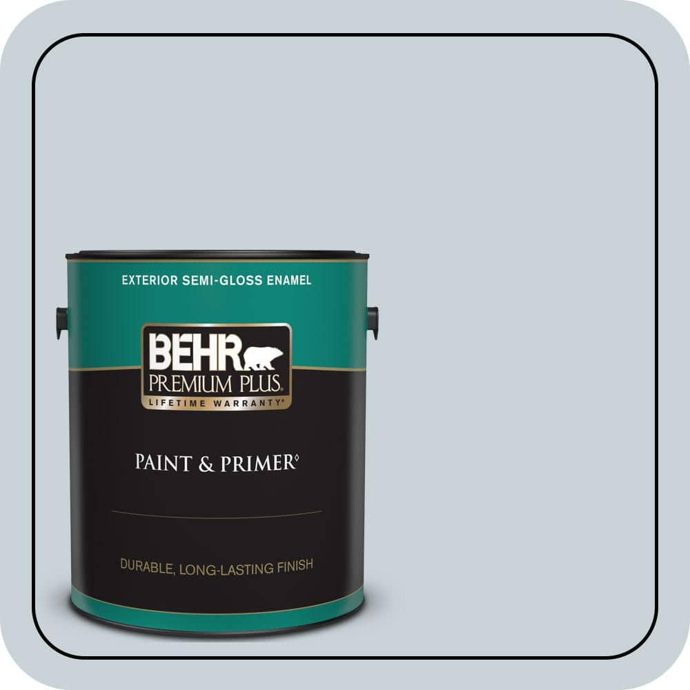 BEHR PREMIUM PLUS 1 gal. #N480-1 Light Drizzle Semi-Gloss Enamel ...