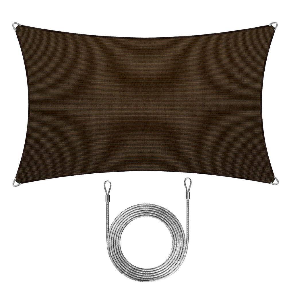 ROYAL SHADE 16 ft. x 22 ft. Rectangle Pro Ring Sun Shade Sail with Rope-Brown RR-TAVR1622-10 ...