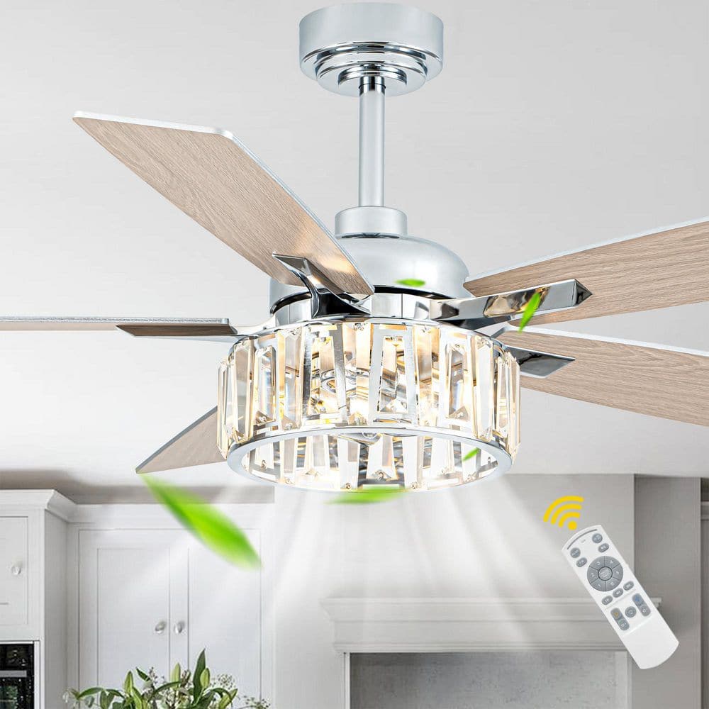 Oaks Aura Willow 52in. Modern Elegant Indoor Silent Chrome Crystal ...