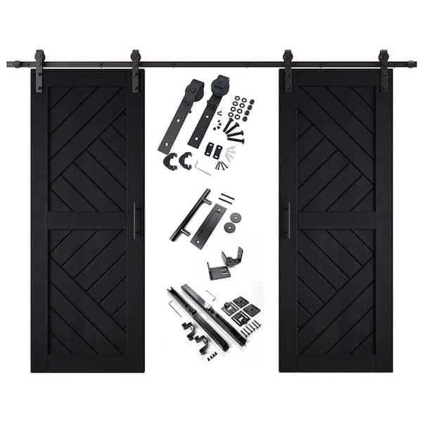 HOMACER HT 30 in. x 84 in. C-Panel Black Geometric Design Double Pine ...