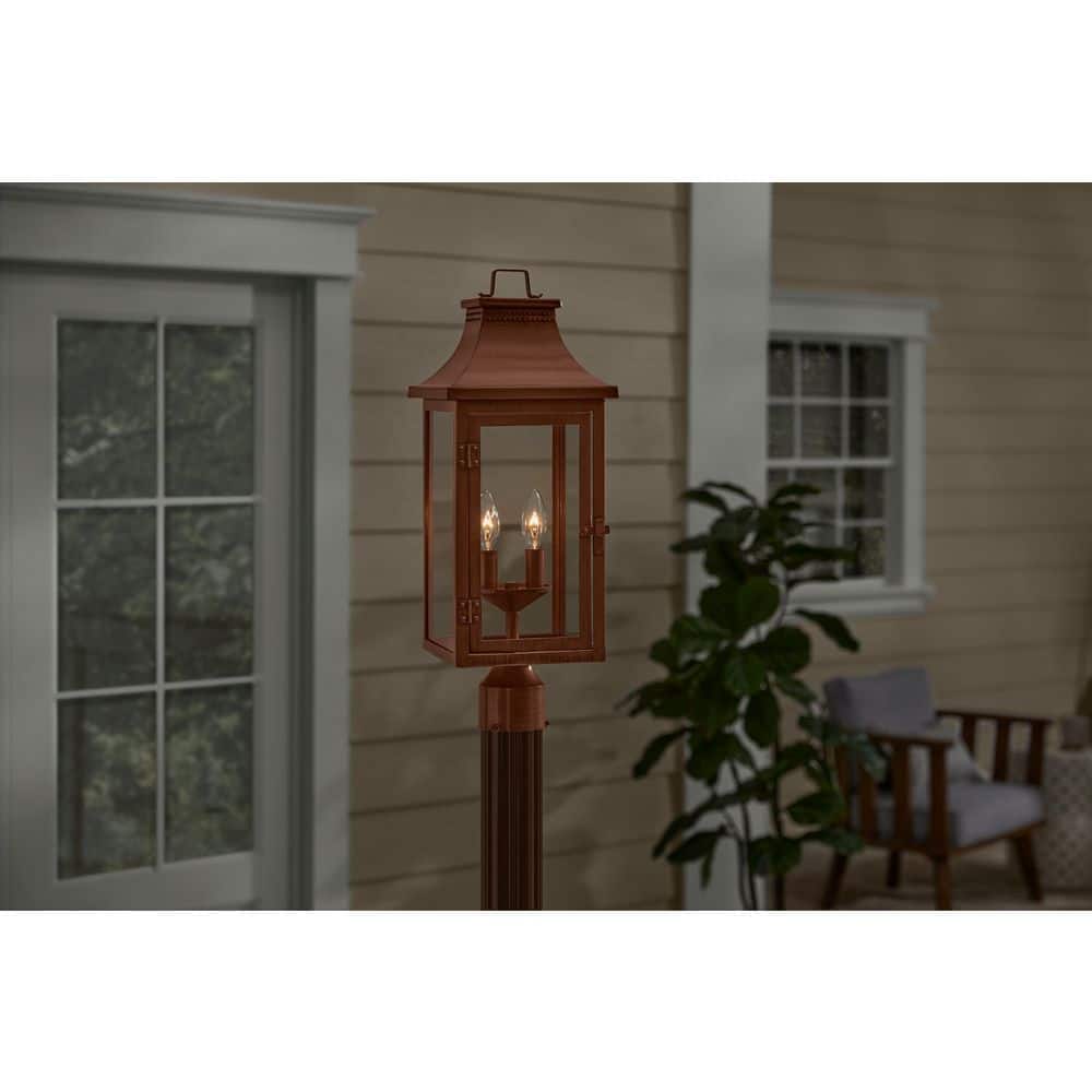 Hampton Bay Flaxton 2-Lights 21.5 in. Copper Metal Hardwired Weather ...