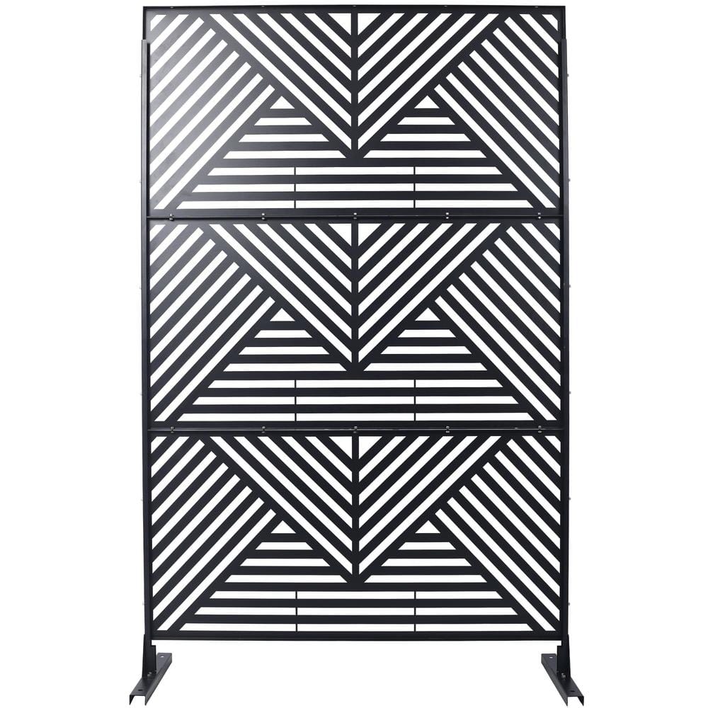 Zeus & Ruta 6.3 ft. H x 4 ft. W Black Metal Privacy Screen Freestanding ...