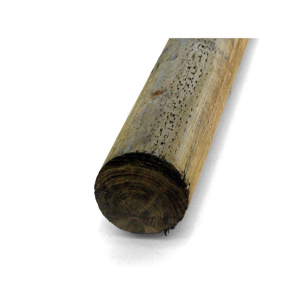 4 in. x 102 in. Pressure-Treated Round Wood Post Lumber 04102ROCTPT ...