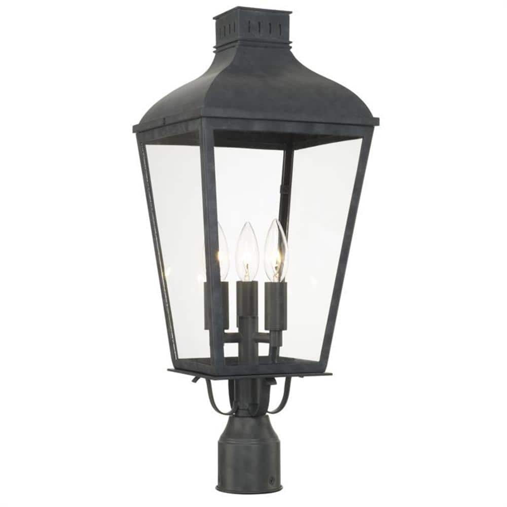 Crystorama Dumont 3-Light Graphite Outdoor Lantern with Shade DUM-9807 ...