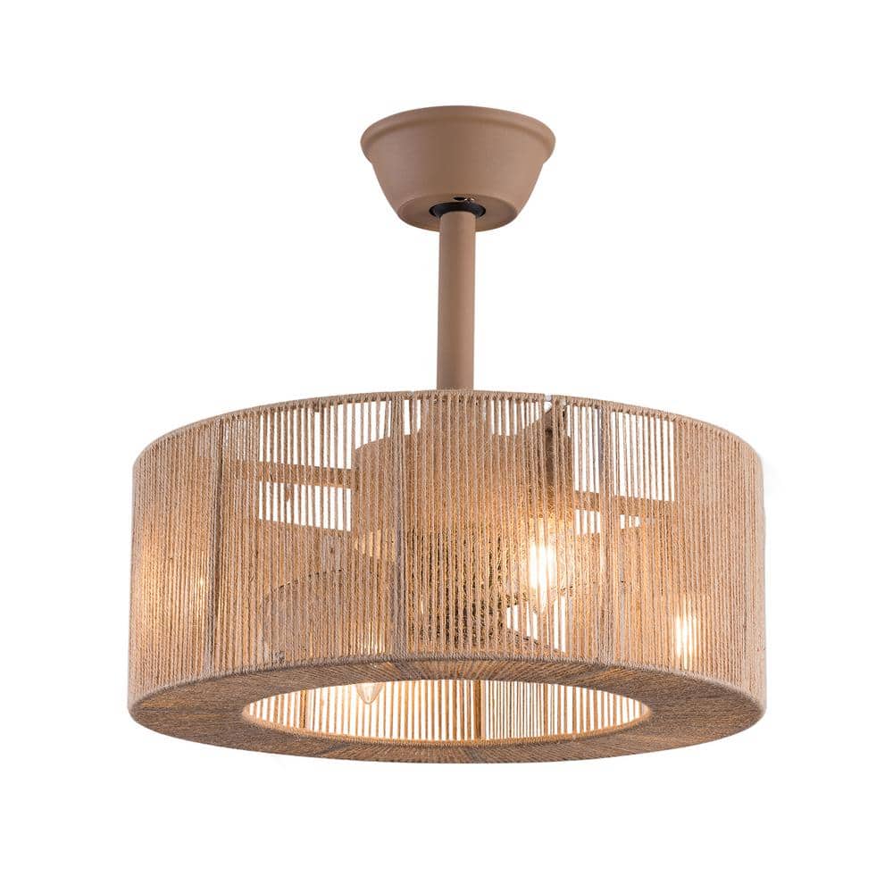 OUKANING 18 in. Indoor Brown Industrial Semi-Closed 3-Blade Ceiling Fan ...