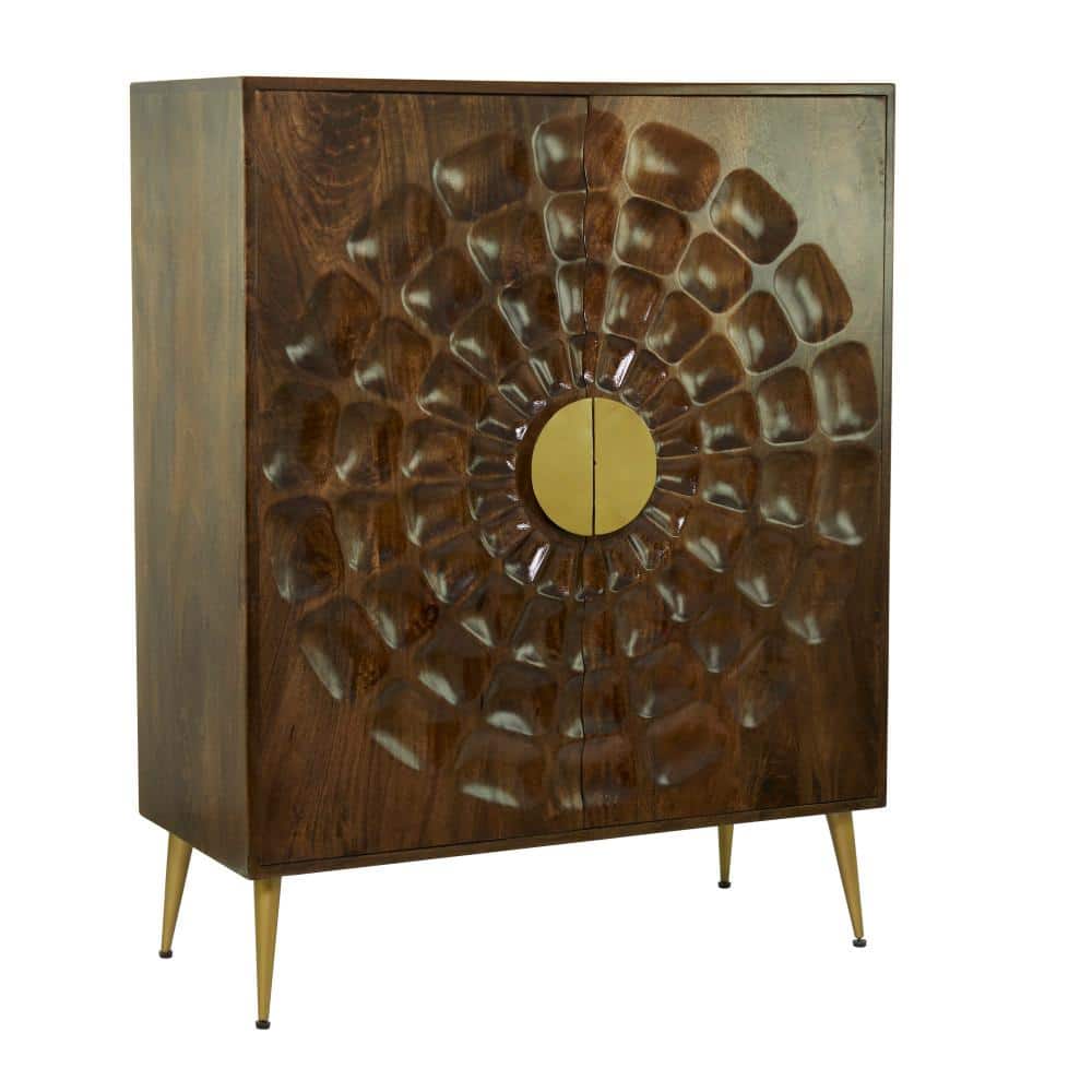 Litton Lane 36 in. W Brown Wood 1 Shelf and 2 Doors Cabinet 040127 ...