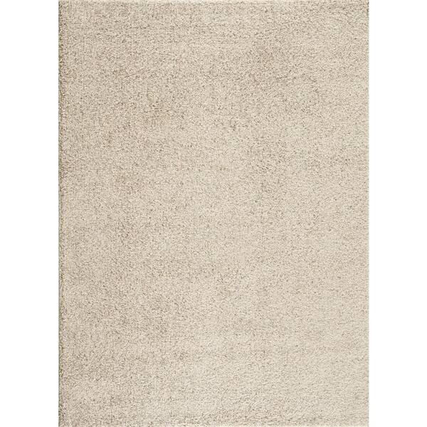 World Rug Gallery Soft Solid Cozy Shag Cream 7 ft. 10 in. x 10 ft ...