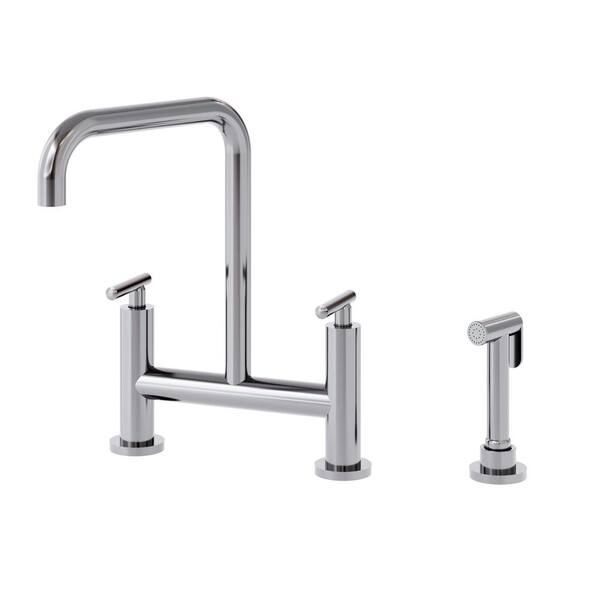 GRANDJOY Culinary 2-Handle Industrial 8 in. Widespread Bridge Kitchen ...