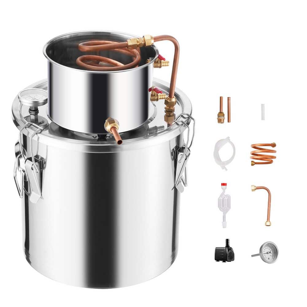 SVOPES 5 Gal. / 19 L Stainless Steel Alcohol Still with Copper Coil, Home Brewing Distiller Kit ...