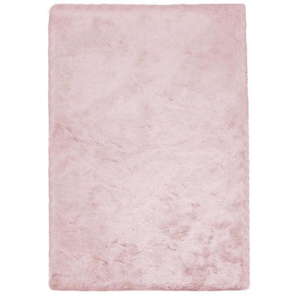 Nourideaux Pink 5 ft. x 7 ft. Fluffy Fuzzy Faux Fur Rug Plush Soft ...