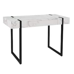 SEI FURNITURE Layton 42 in. Rectangular White Metal/Glass Computer Desk ...