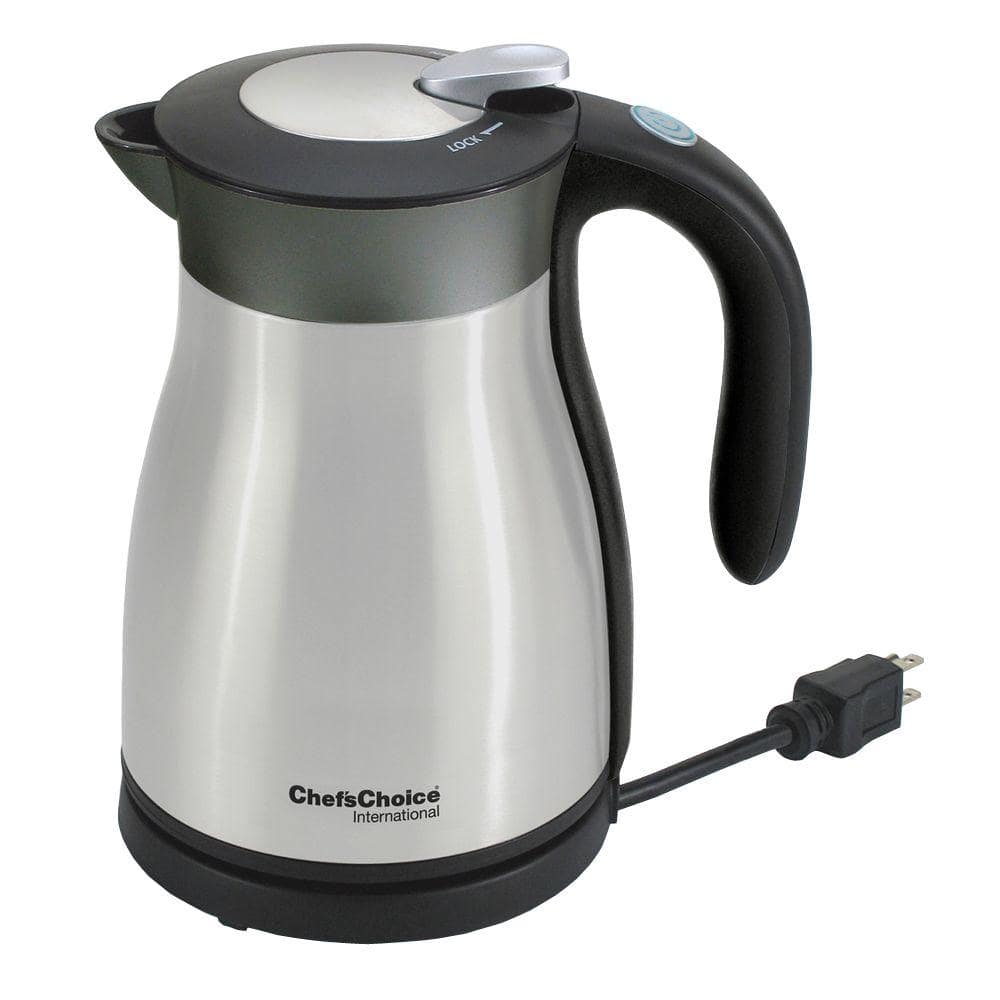Chef'sChoice 6-Cup Black Stainless Steel Electric Kettle with Automatic ...