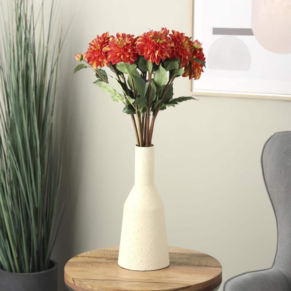 Litton Lane 30 in. Tall Red Dahlia Artificial Flower Stem (Set of 8 ...