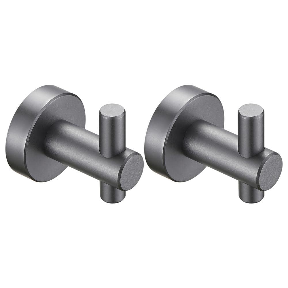 Heemli Round 2-Piece Wall-Mounted Bathroom Robe Hook and Towel Hook ...