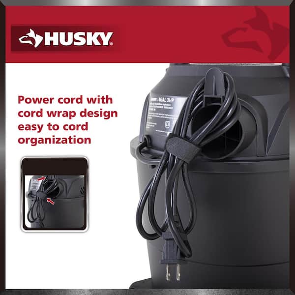 Husky 4 Gallon 3.0 Peak HP Wet Dry Vac Shop Vacuum with Locking Hose ...