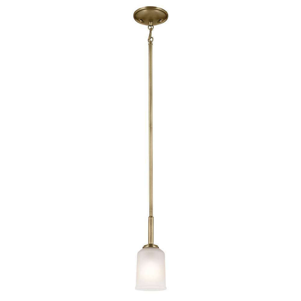 KICHLER Shailene 1-Light Natural Brass Transitional Shaded Kitchen ...