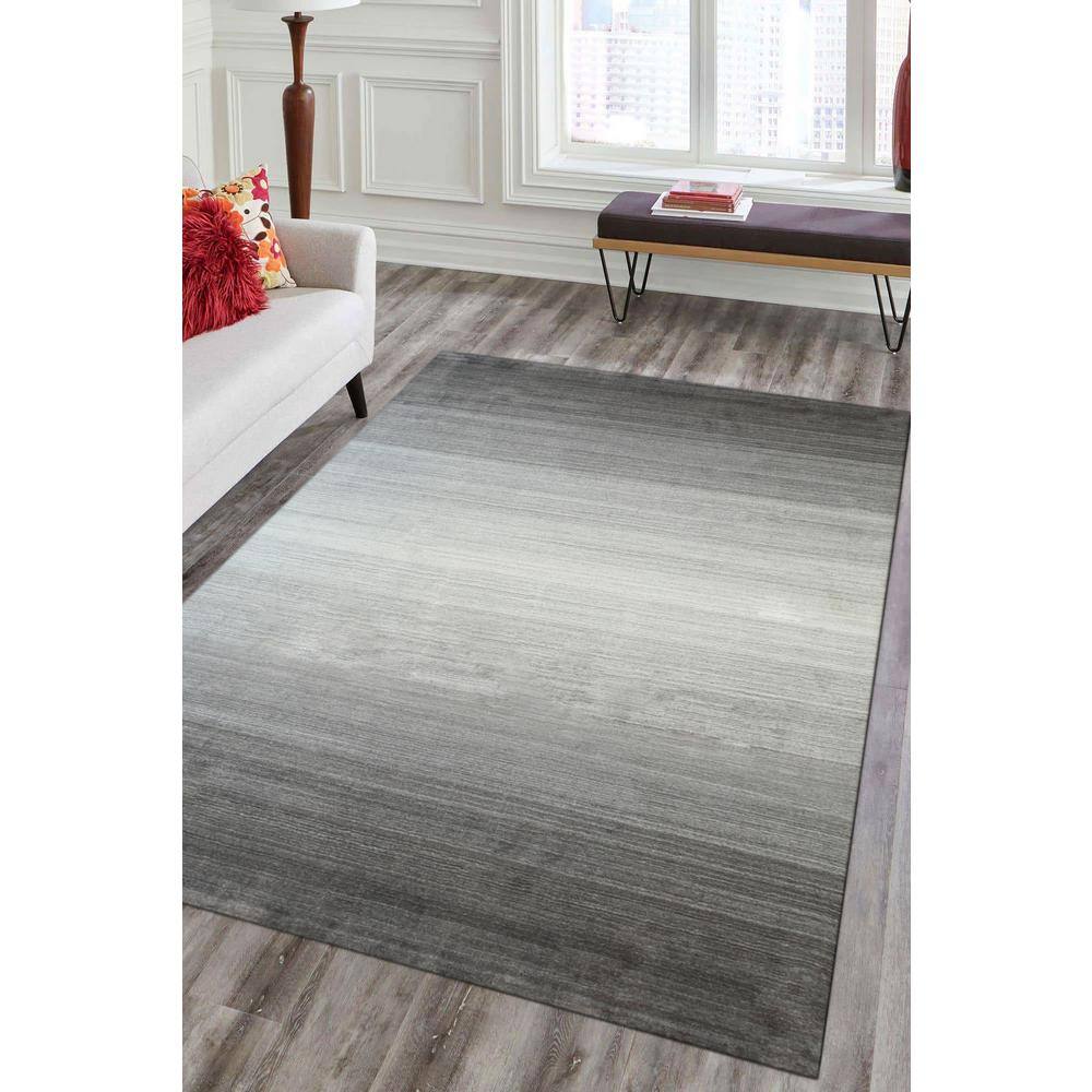 EORC Brown Handloomed Wool Transitional Rainbow Loom Rug, 5 ft. x 8 ft ...