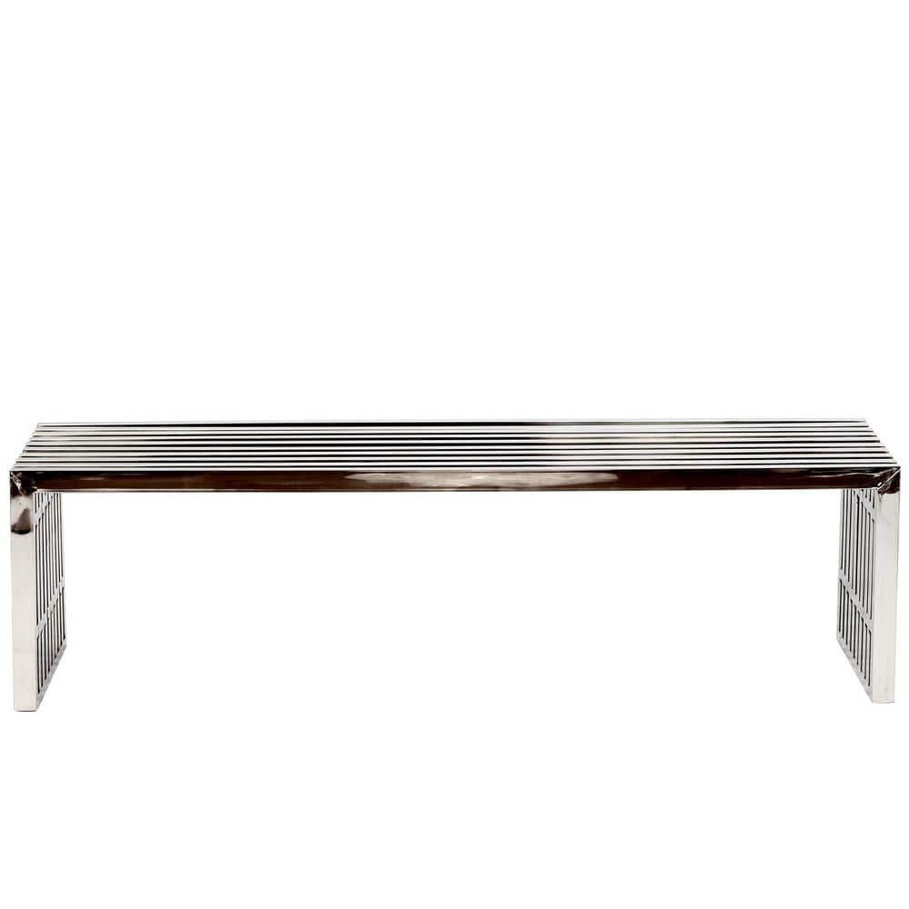 MODWAY Gridiron Large Stainless Steel Bench in Silver EEI-570-SLV - The ...