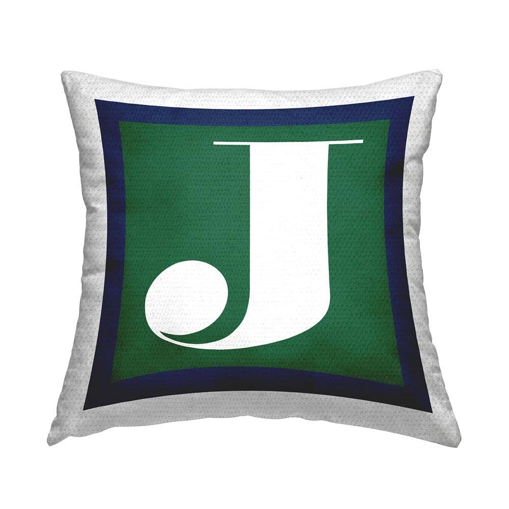 Stupell Industries Bold Green Letter J Square Outdoor Throw Pillow pld-681_osq_18x18 - The Home ...
