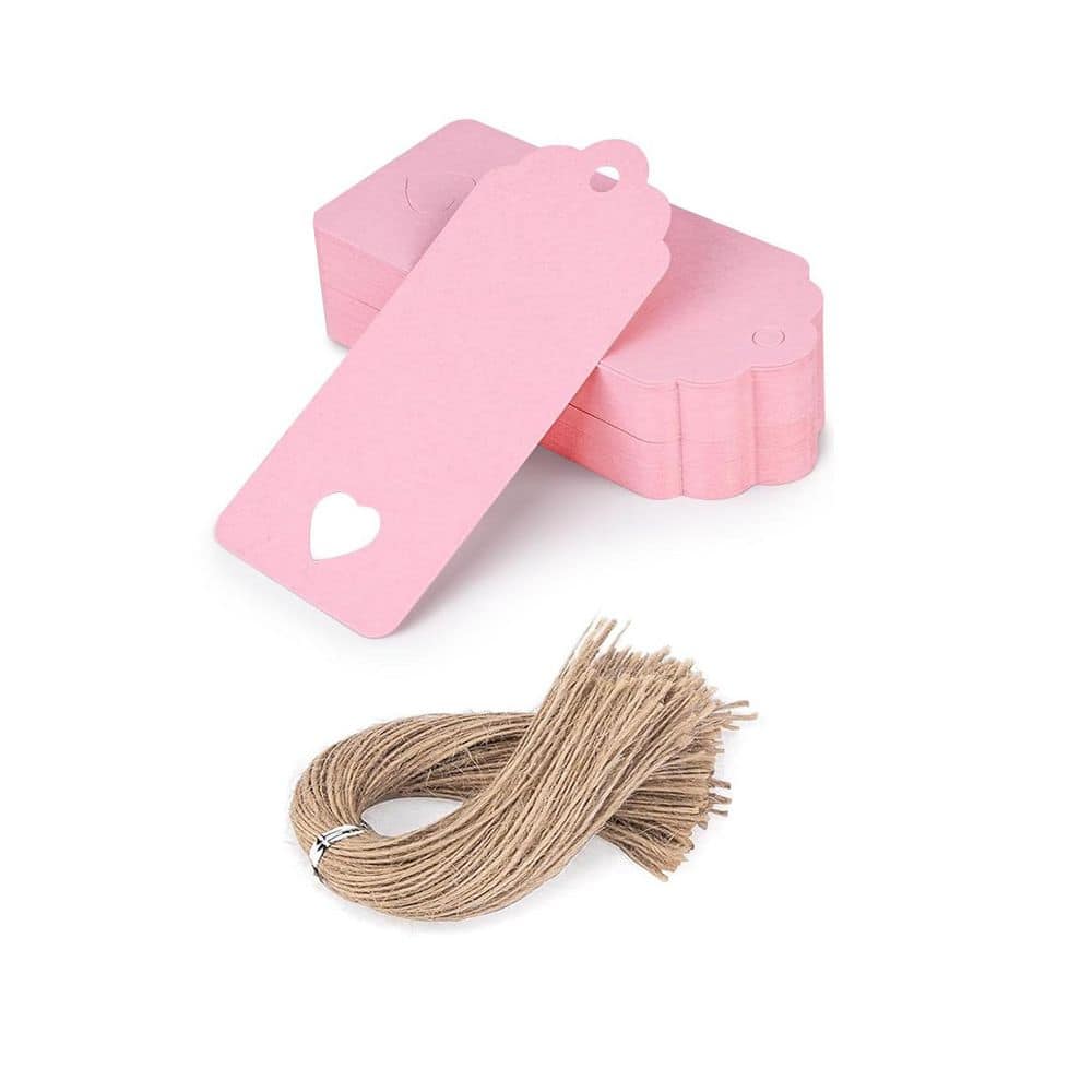 Heart Gift Tags with String Pink 80PCS 3.5 x 1.5 Inches Paper Tags for ...