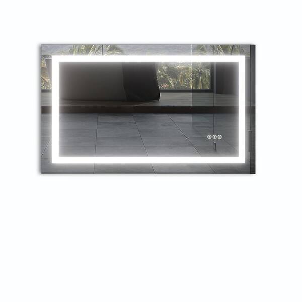 Andrea 24 in. W x 32 in. H Large Rectangular Frameless High Lumen LED Anti-Fog Dimmable Wall ...