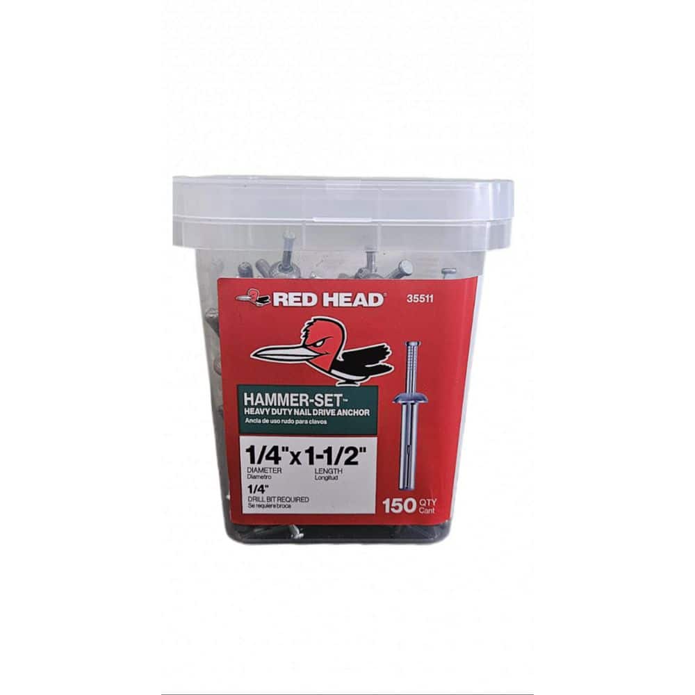 Red Head 1/4 in. x 1-1/2 in. Hammer-Set Nail Drive Concrete Anchors ...