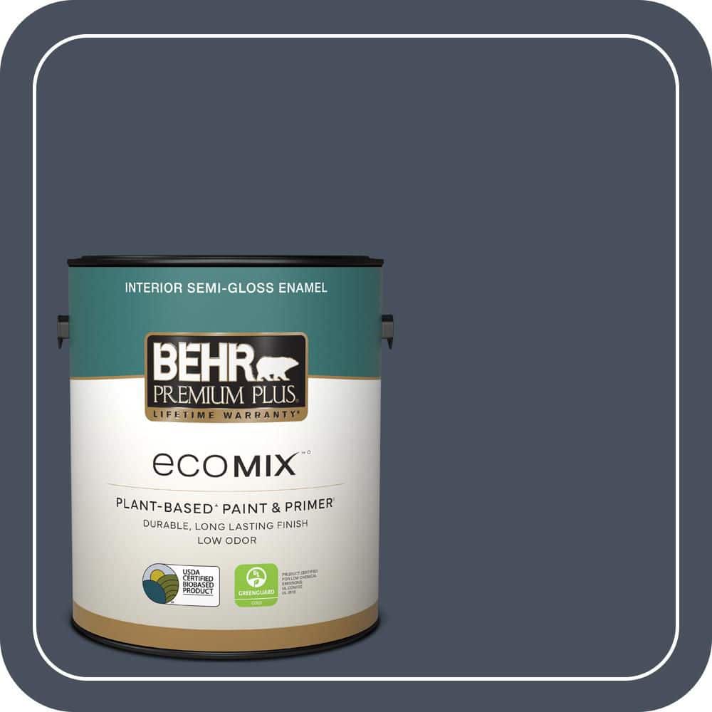 BEHR PREMIUM PLUS 1 gal. #S510-7 Dark Denim Semi-Gloss Enamel EcoMix ...