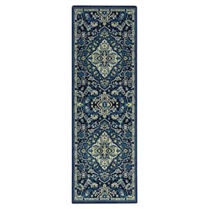 Garvee Wilton Collection Blue 2 ft. x 8 ft. Persian Floral Medallion ...