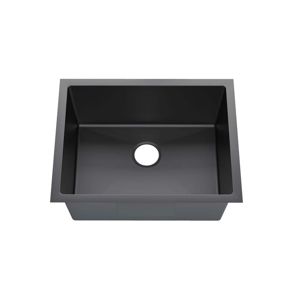 Sinber 23 in. Undermount Single Bowl 18-Gauge Black 304 Stainless Steel ...