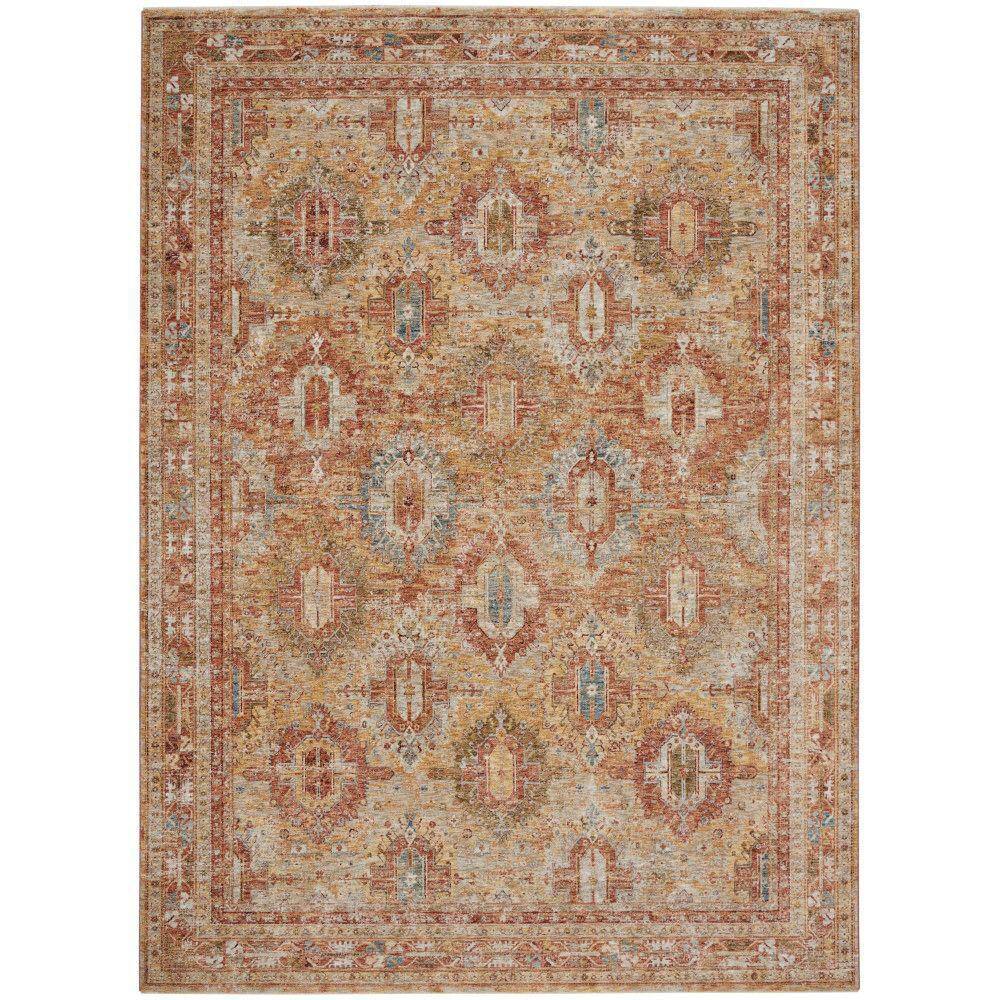 Nourison Sahar Rust 9 ft. x 13 ft. Floral Vintage Traditional Area Rug ...