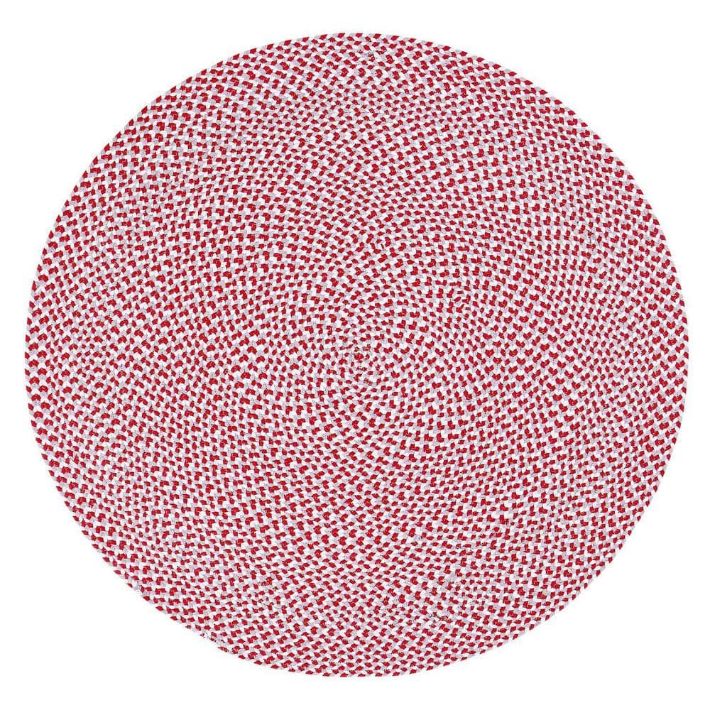Super Area Rugs Farmhouse Braided Red 6 ft. Round Checkered Cotton ...
