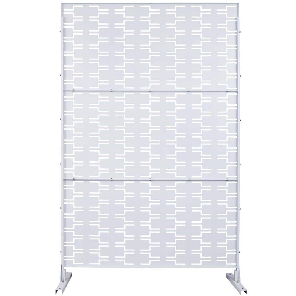 Boosicavelly 76 in. H x 48 in. W White Steel Privacy Fence Screen for ...